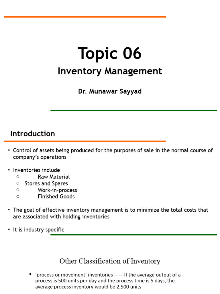FM2 Topic 06 Inventory Management_05.12.2023_1930 | Download Free PDF | Inventory | Market Liquidity