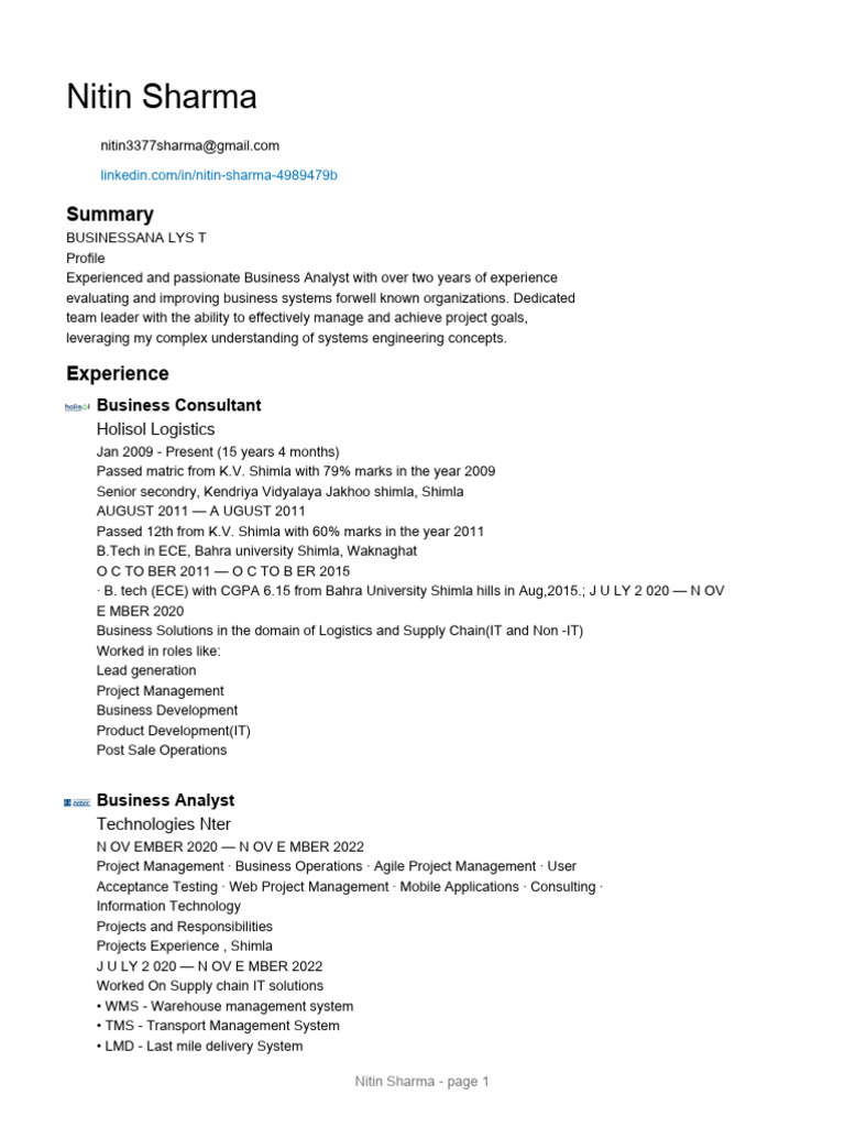 Resume Nitin Sharma | PDF