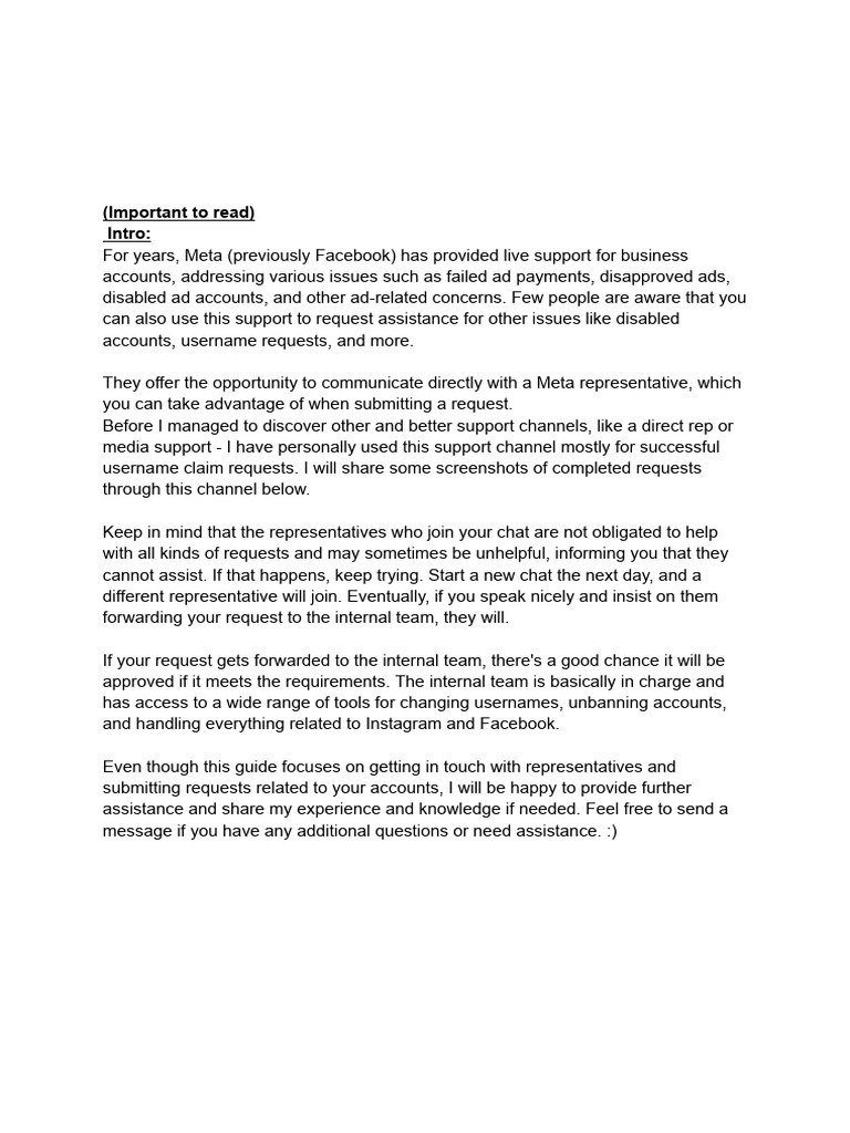 Speak Directly With Meta Representative - Guide. | PDF | Human ...