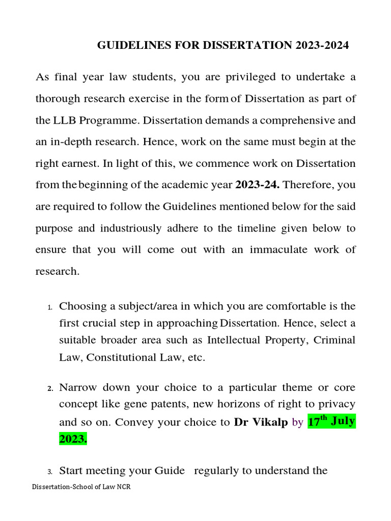 Dissertation Guidelines 2023-24 | PDF | Thesis | Citation