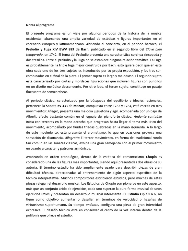 Notas Al Programa 3 | PDF | Federico Chopin | Melodía