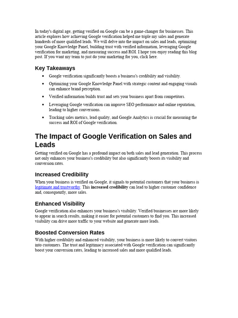 The Impact of Google Verification On Sales | PDF | Search Engine ...