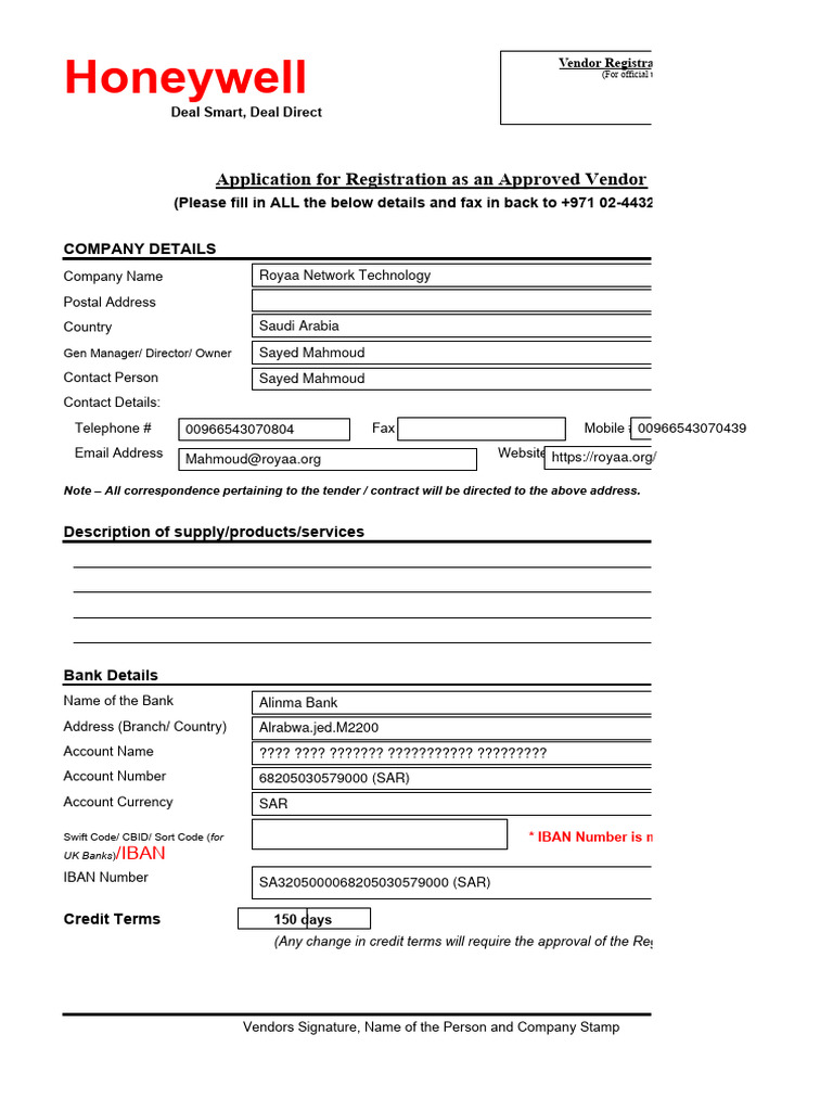 Vendor Registration Form Rev Pdf