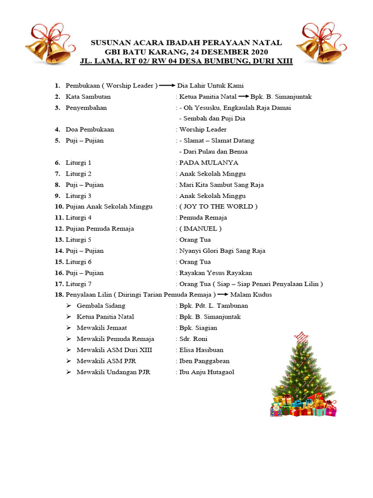 Susunan Acara Ibadah Natal GBI | PDF | Agama & Spiritualitas