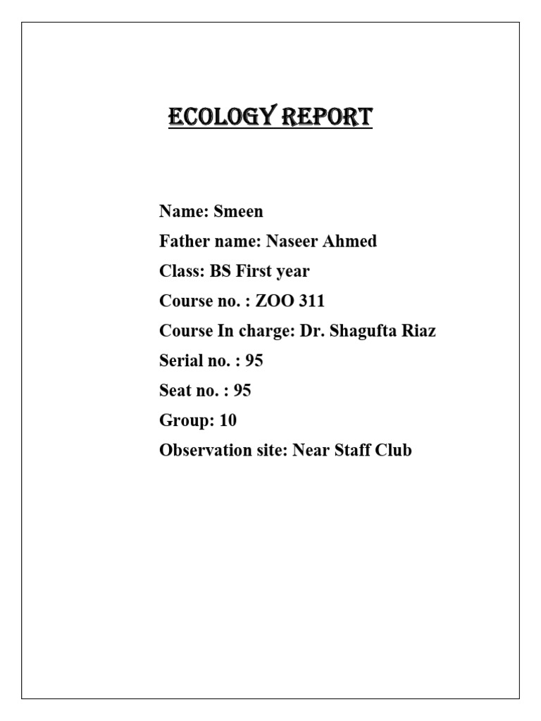 Ecology Report | PDF | Ecology