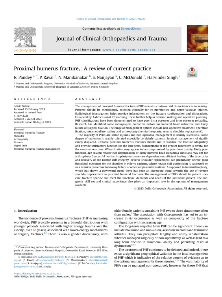 Proximal Humerus Fractures - A Review of Current Practice | PDF | Ct ...