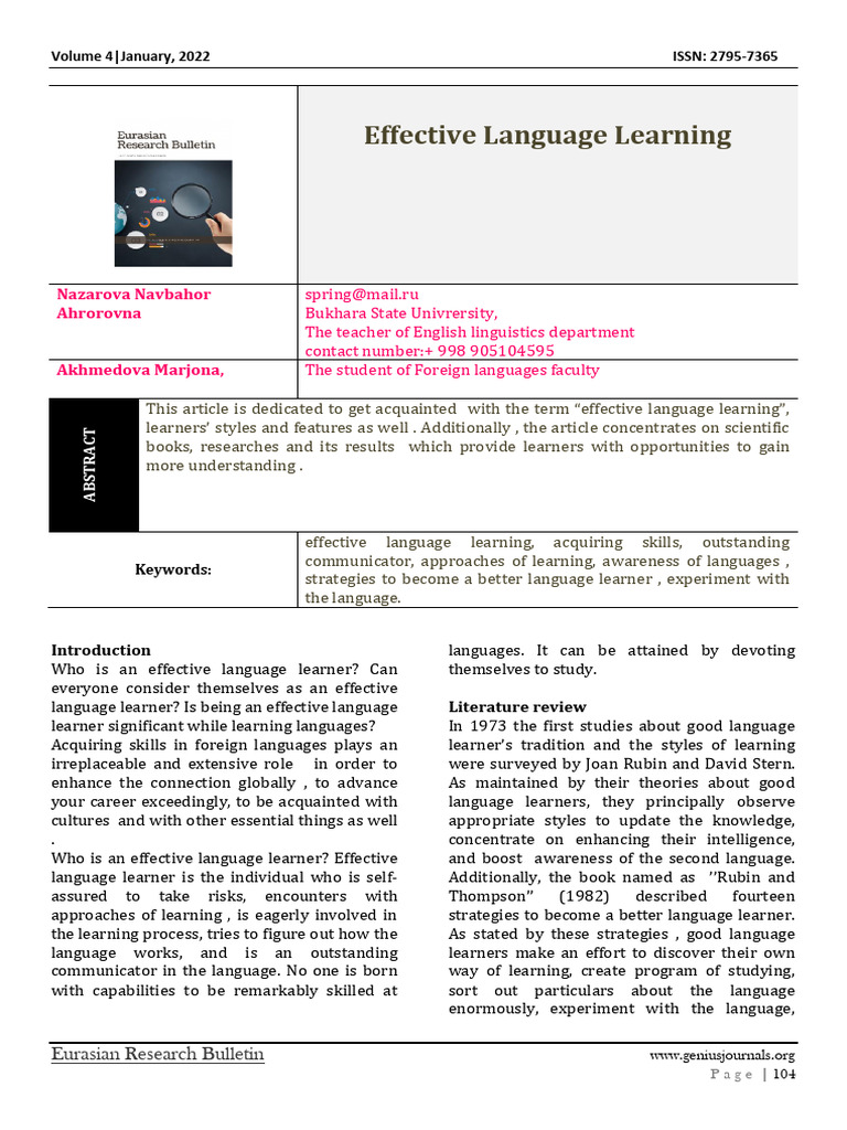 Effective language learning | PDF | Learning | Foreign Language