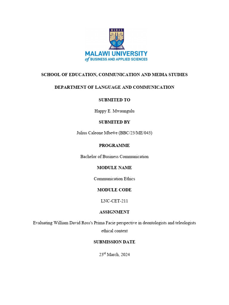 Evaluating Prima Facie in Ethics | PDF | Social Science | Science ...