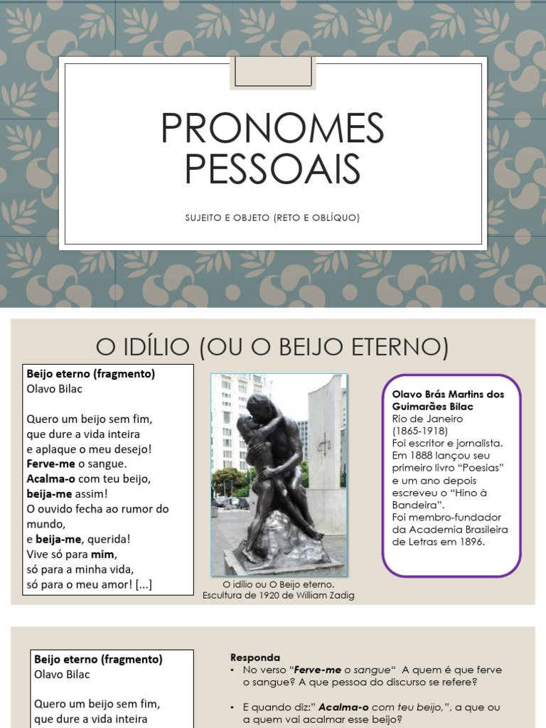 Pronomes Pessoais Obliquos | PDF | Pronome | Famílias linguísticas