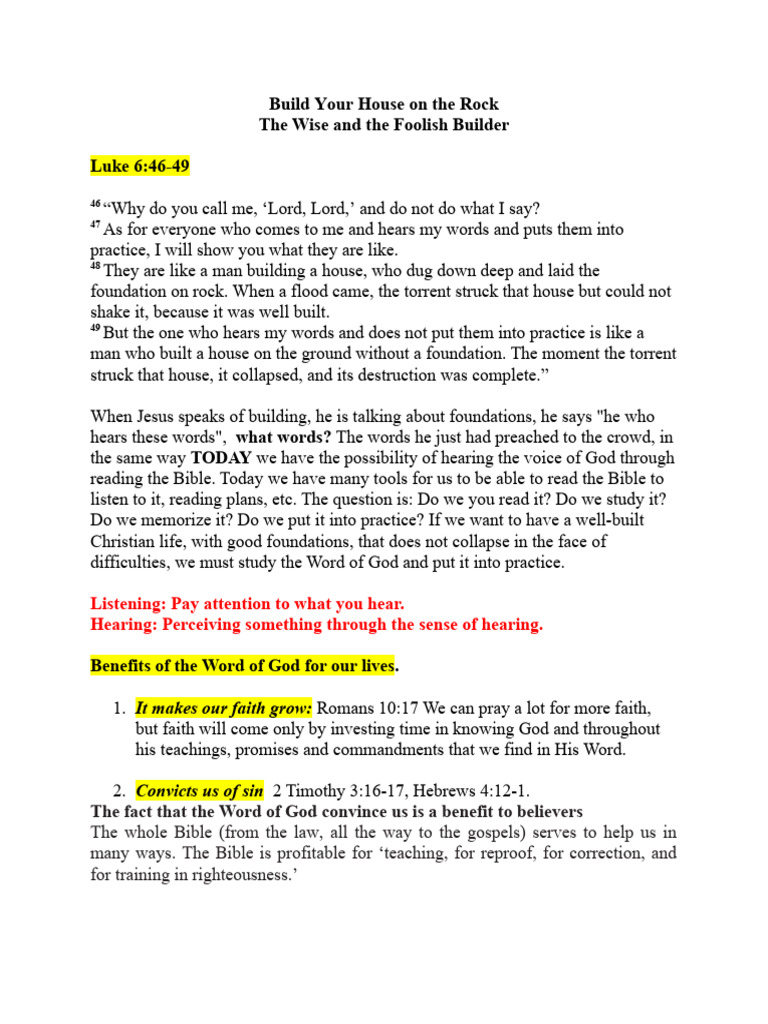 Build Your House On The Rock | PDF | Bible | Faith