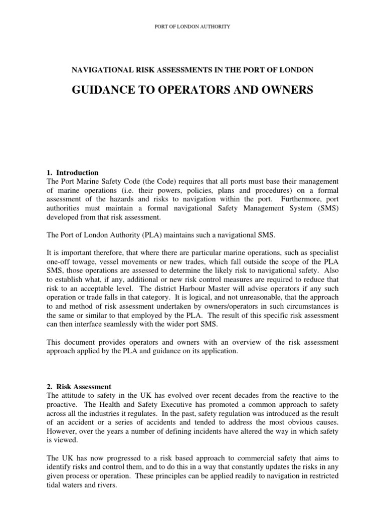 Guidance To Operators - Navigational Risk Assessment | PDF | Risk ...