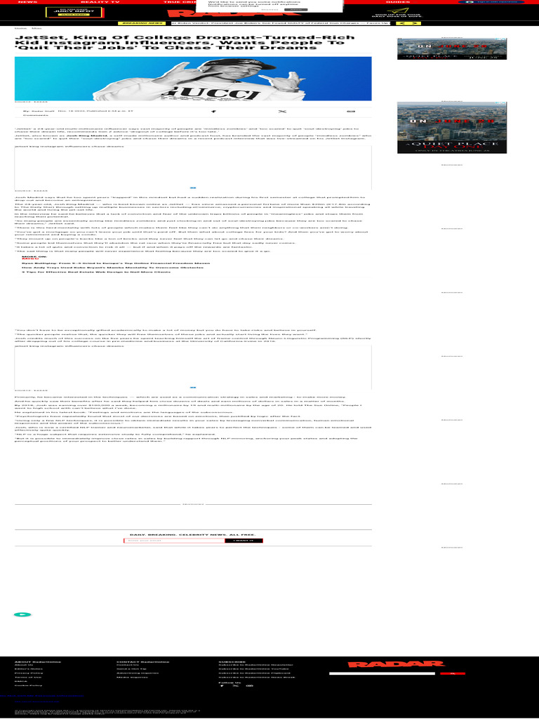 JetSet Wants People To 'Quit Their Jobs' To Chase Their Dreams | PDF | Neuro Linguistic Programming