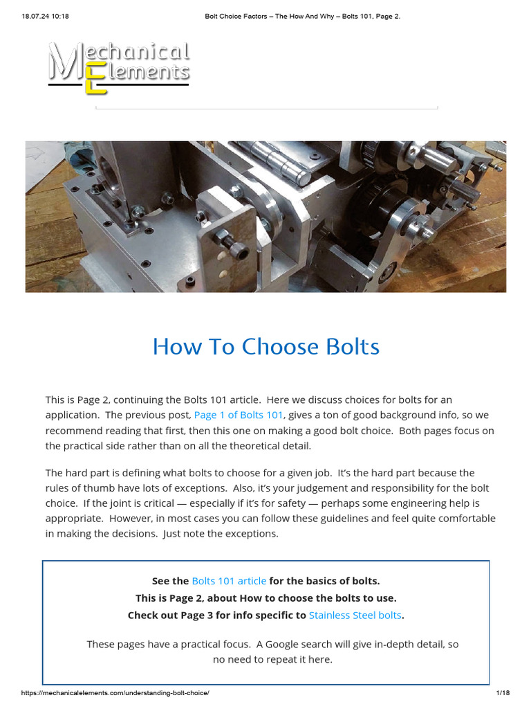 Bolt Choice Factors - The How and Why - Bolts 101, Page 2 | PDF | Screw ...
