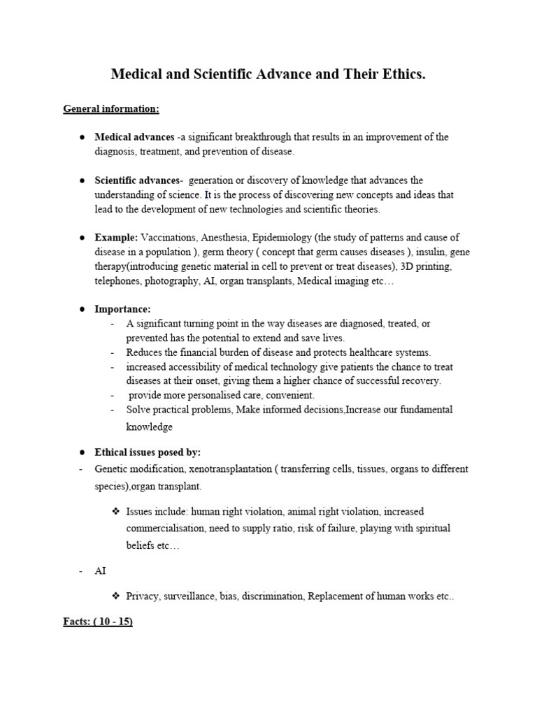 Ethics of Medical and Scientific Advances | PDF | Medicine | Genetic ...