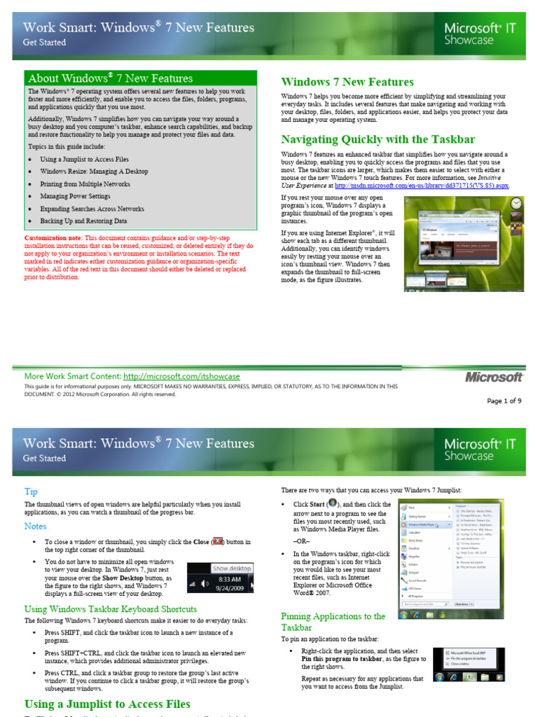 New features | PDF | Window (Computing) | Windows 7