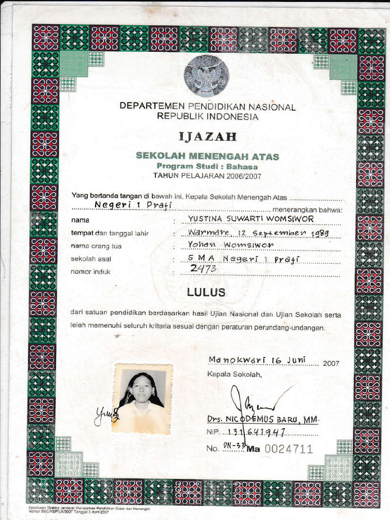 Ijazah Sma | PDF