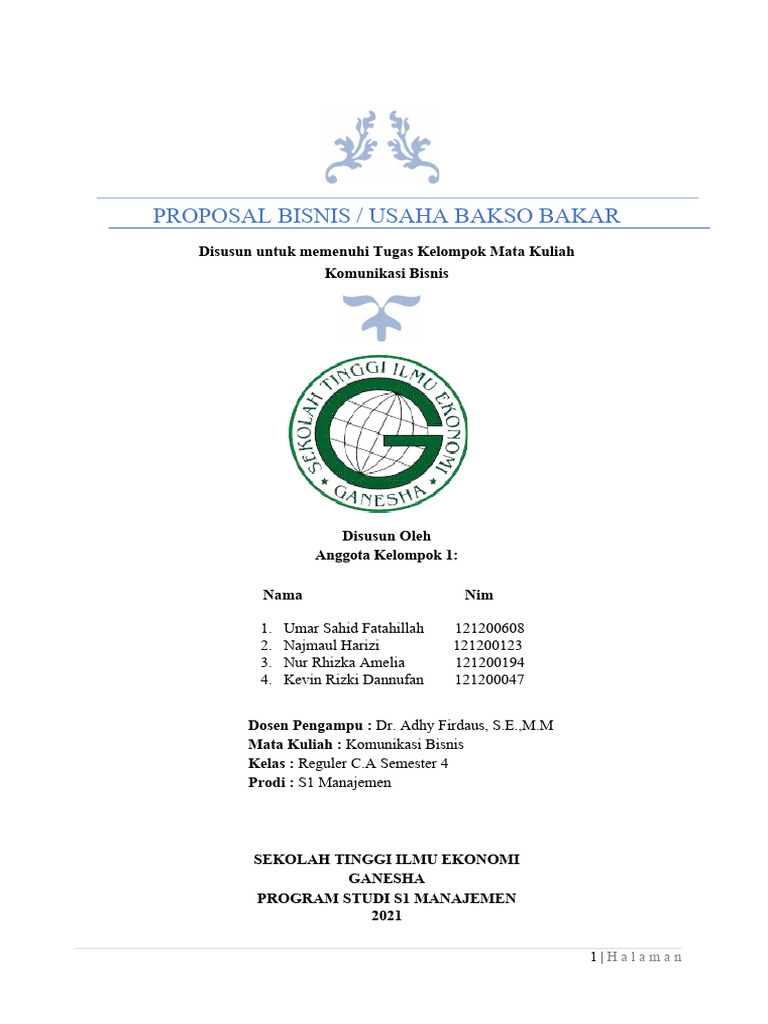 Proposal Usaha Bakso Bakar | PDF