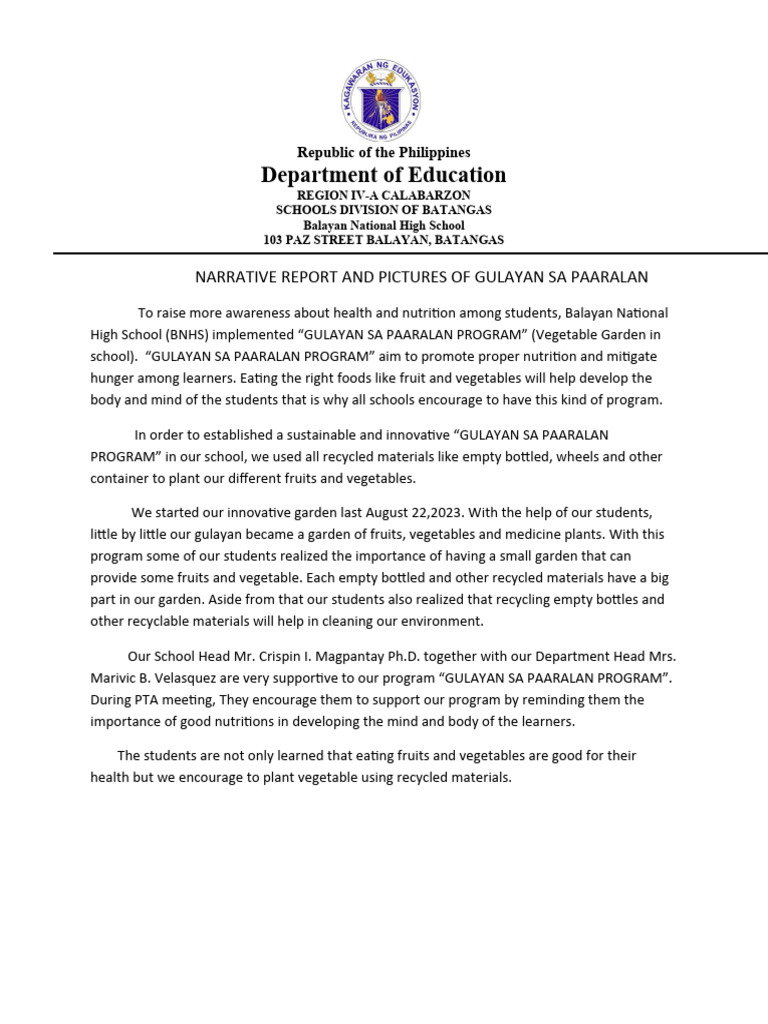 Gulayan Sa Paaralan | PDF