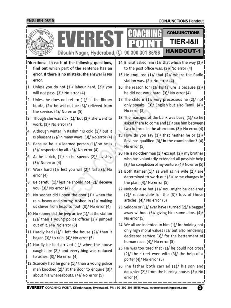 CONJUNCTIONS PRINTABLE HANDOUT - 1_9211849_2023_01_12_08_48 | PDF