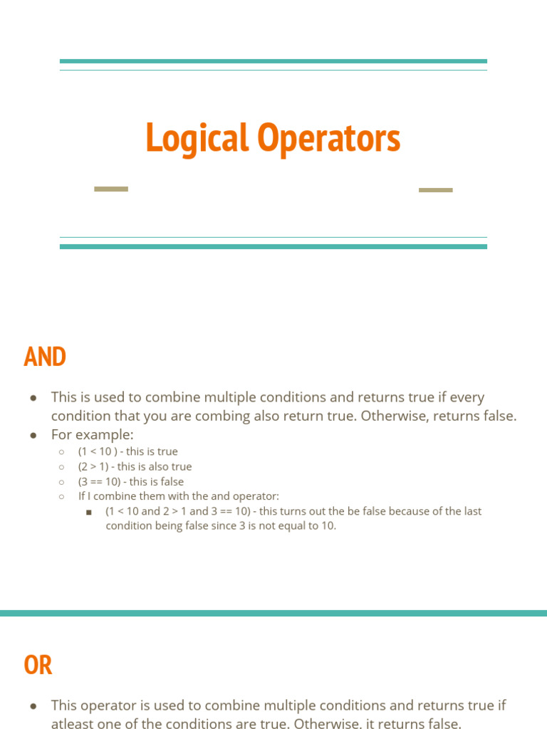 3.1 Logical Operators | PDF