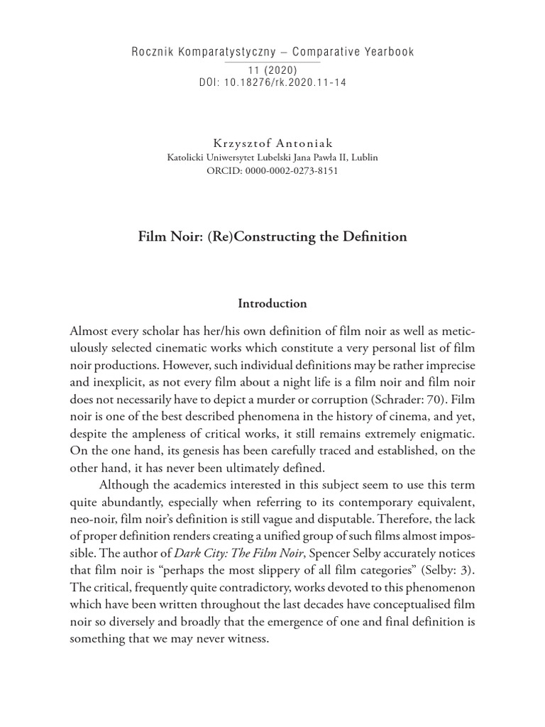 Defining Film Noir: A Critical Analysis | PDF | Film Noir | Genre