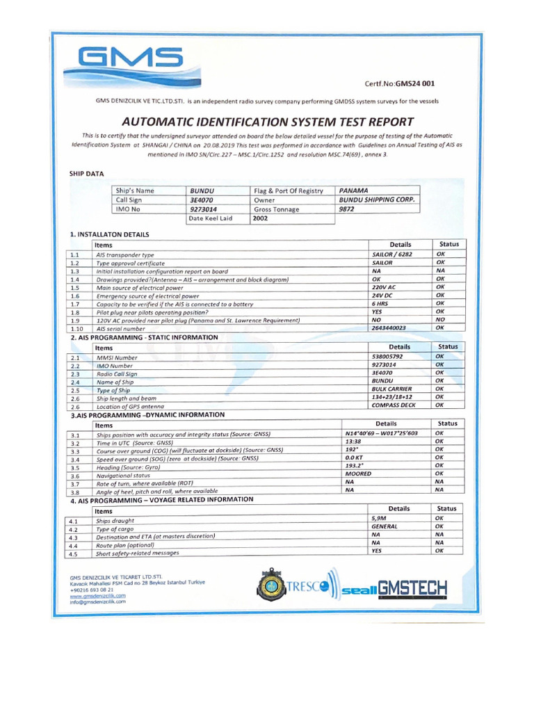 Ais Test Report | PDF