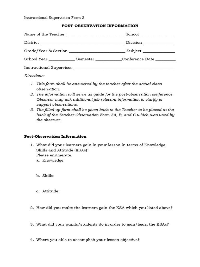 POST New OBSERVATION INFORMATION | PDF