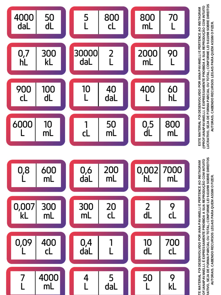 3 - Dominós Das Medidas de Capacidade | PDF
