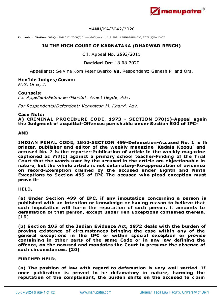 Selvina Kom Peter Byarko Vs Ganesh P and Ors ...