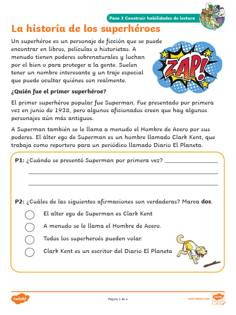Comprension Lectora 3 | PDF | Superhéroes | Superhombre