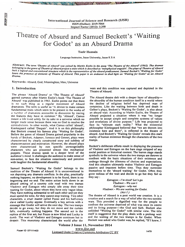 Waiting For Godot (Notes) | PDF