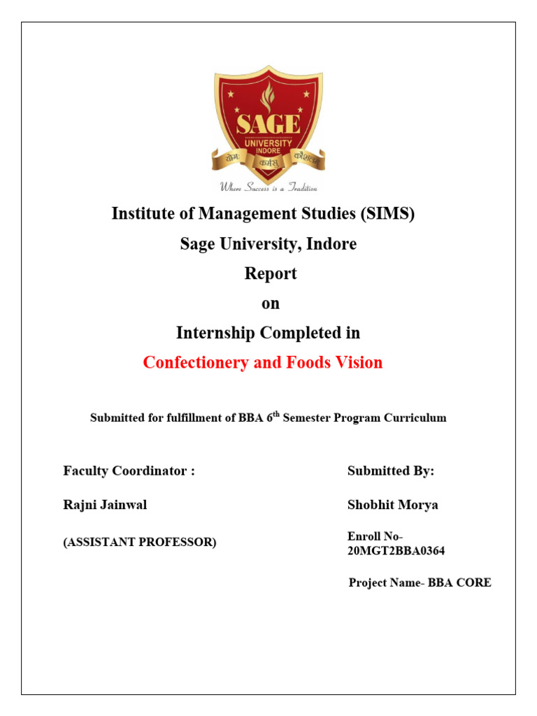 BBA Internship Report: Confectionery Insights | PDF | Human Resources ...