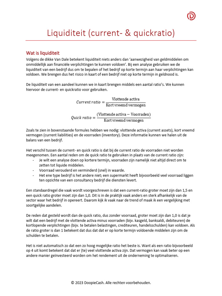 Uitleg Liquiditeit | PDF