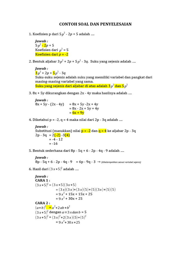 Contoh Soal Pat Matematika | PDF Contoh Soal Pat Matematika | PDF