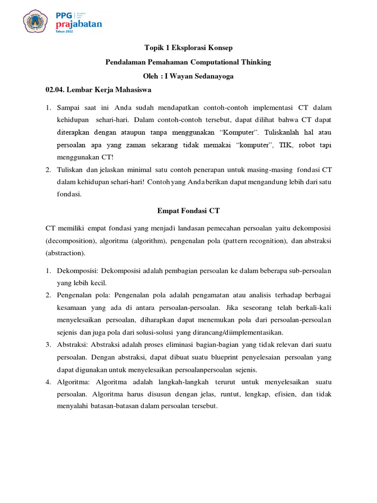 Topik 1 Eksplorasi Konsep CT | PDF