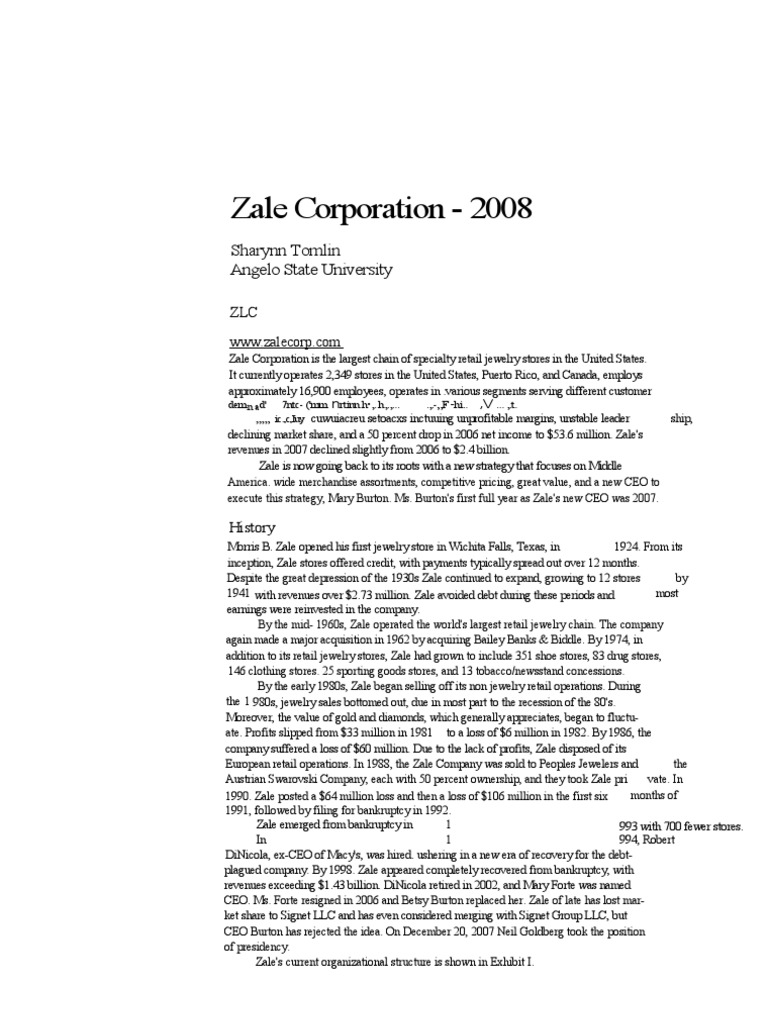 Zale Corporation: A History and Analysis of Operations, Competition ...