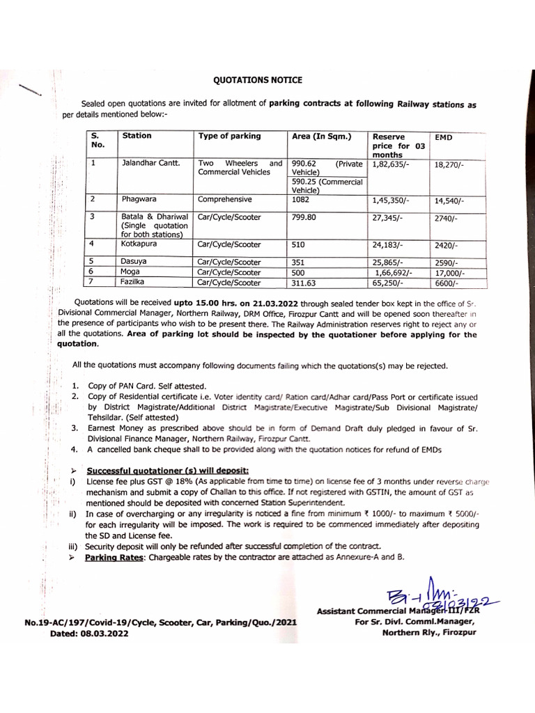 Parking Quotation 21 | PDF