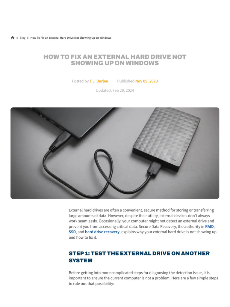 Fix External Hard Drive Not Detected | PDF | Hard Disk Drive | Usb
