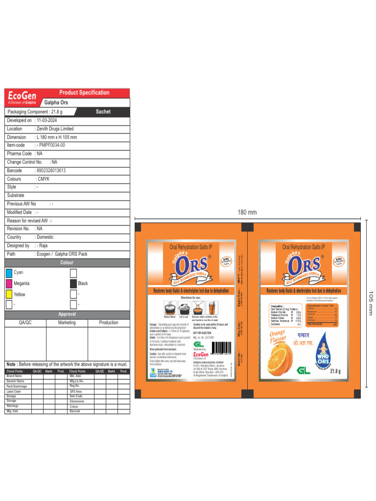 Galpha ORS Pack - Zenith ORS | PDF | Sodium