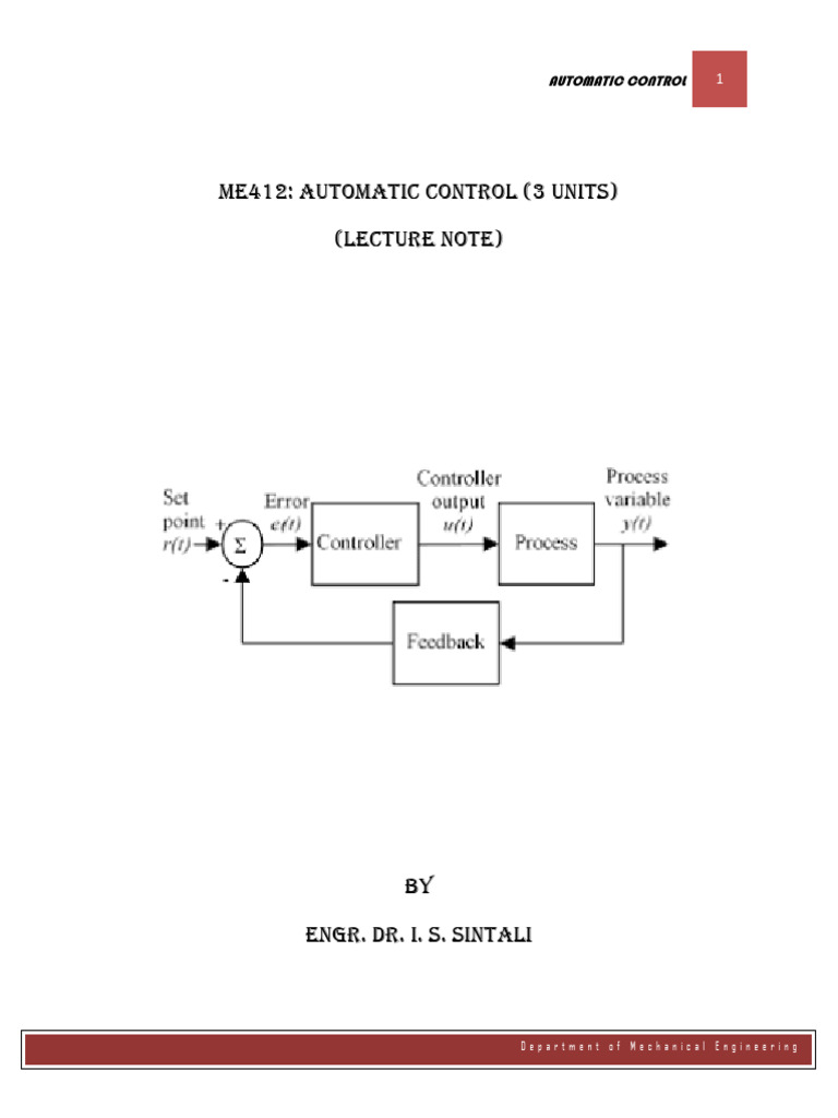 Automatic Control | PDF | Control Theory | Feedback