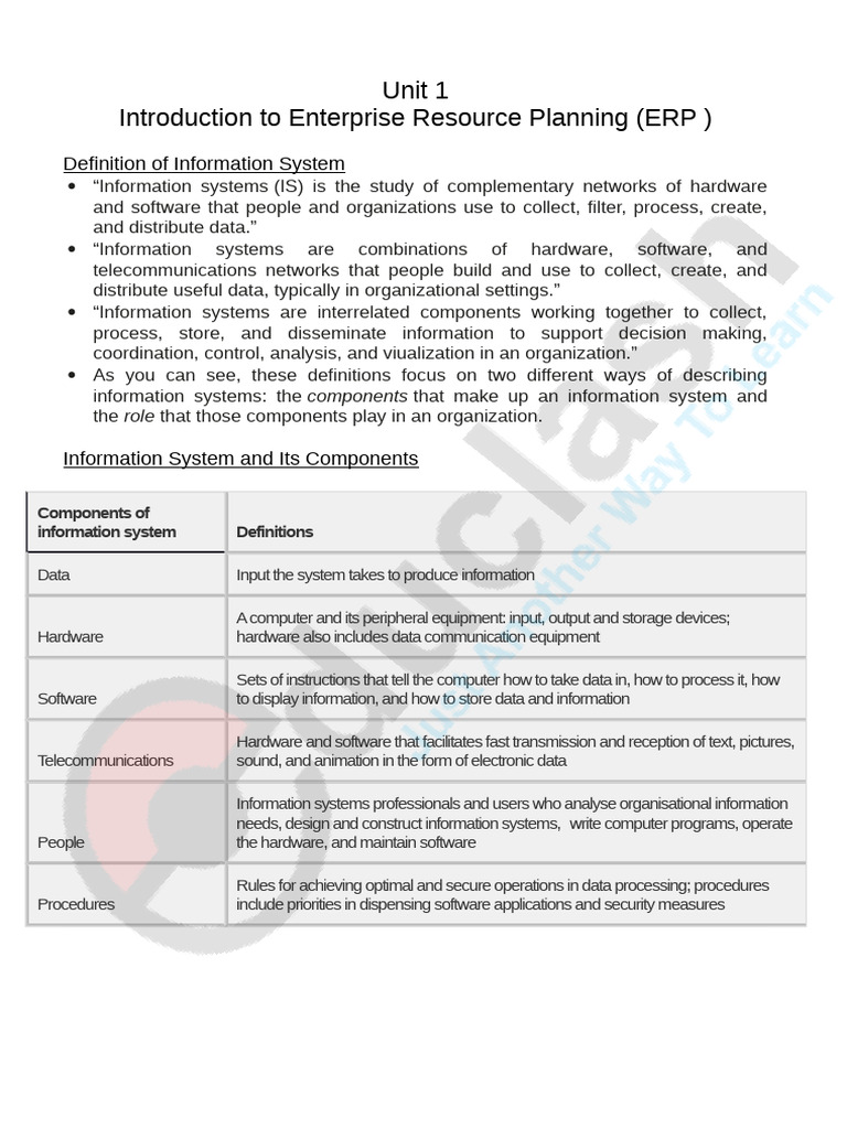 Erp Unit 1 | PDF | Enterprise Resource Planning | Information System
