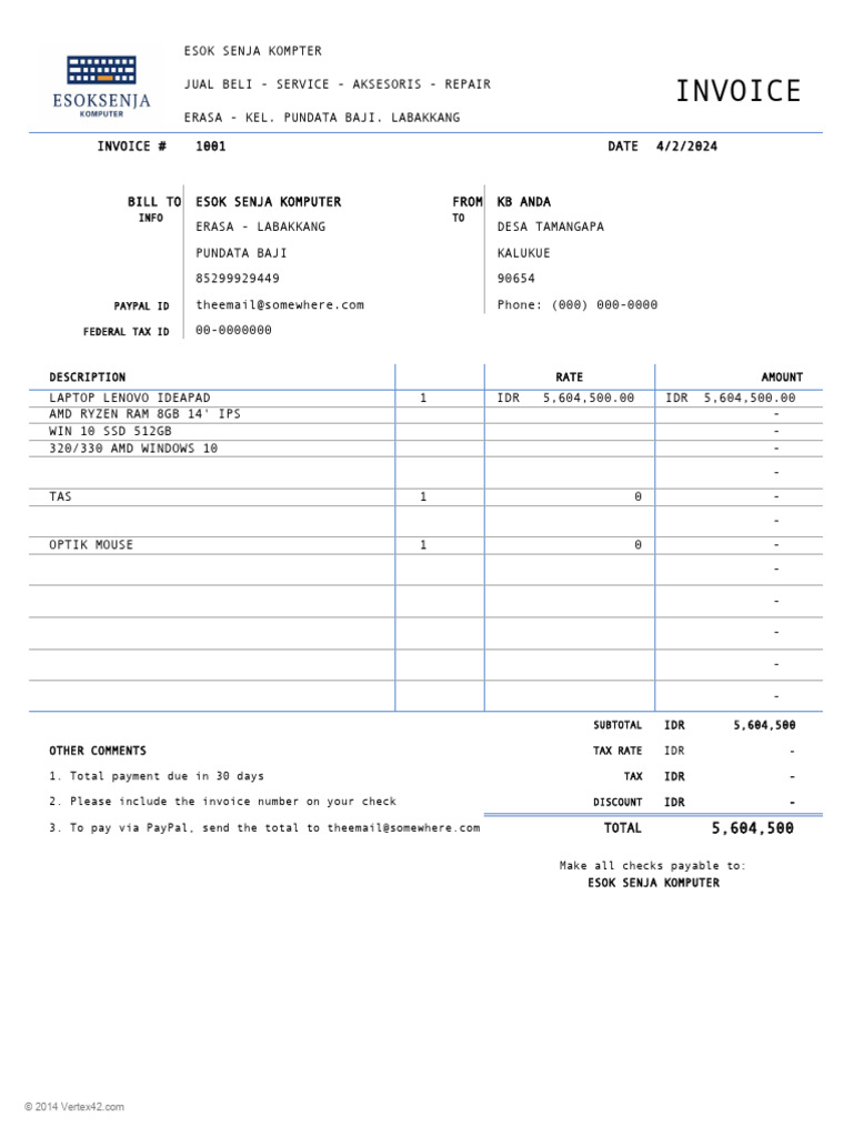Invoice Esok Senja | PDF | Computing
