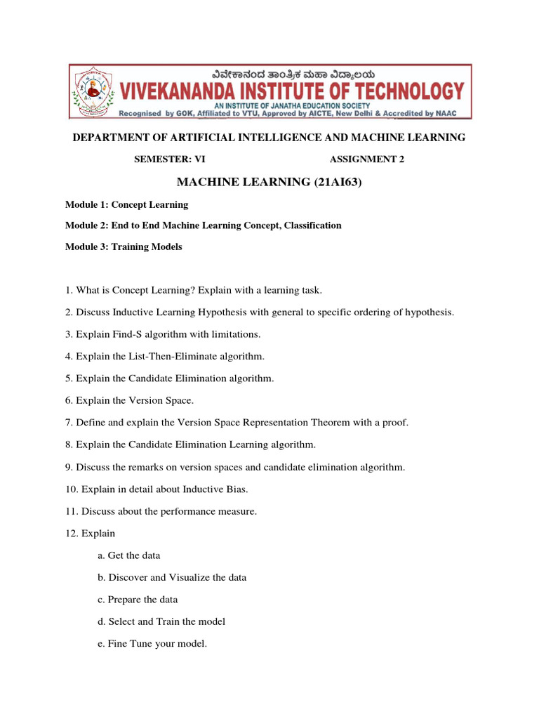 Machine Learning Concepts and Algorithms | PDF