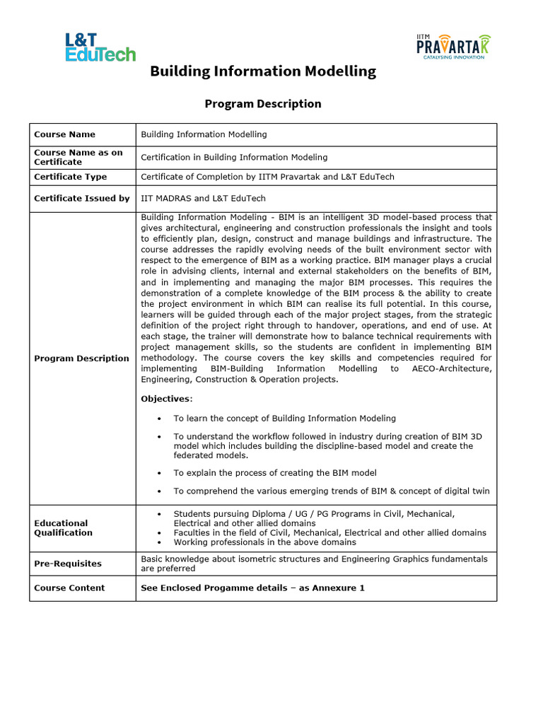 Building Information Modelling L& T Edulation | PDF | Building Information Modeling | Computing