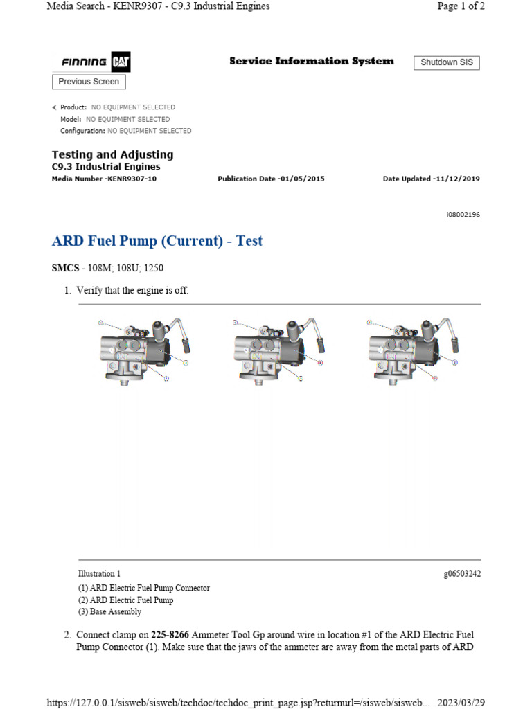 ARD Fuel Pump (Current) - Test | PDF