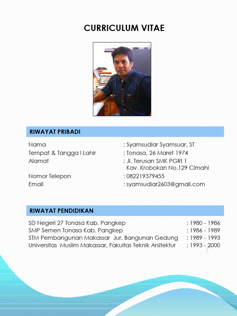 CV Syamsudiar Syamsuar: Arsitek Berpengalaman | PDF