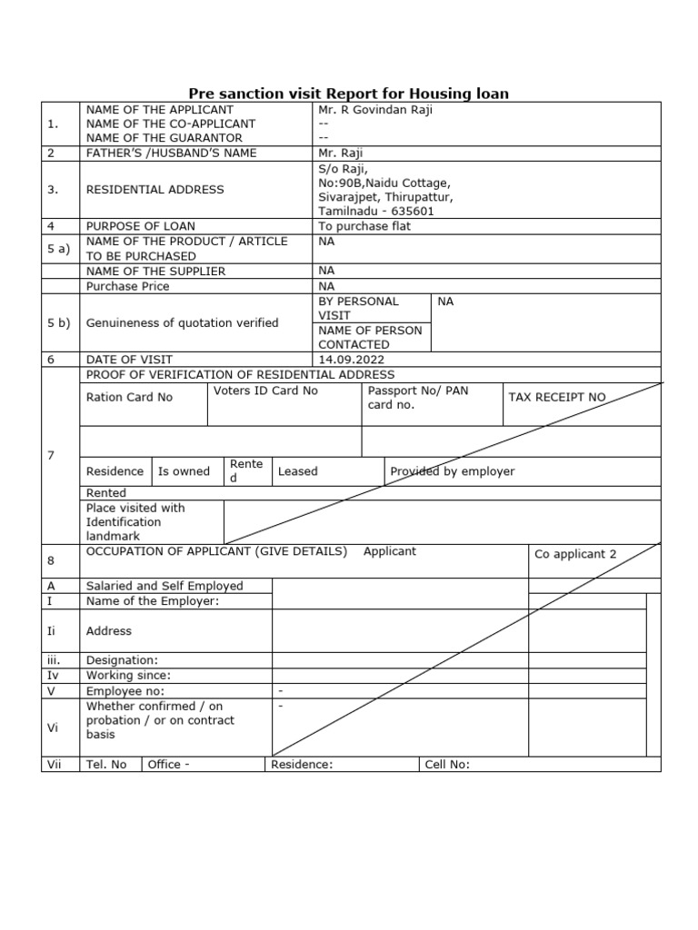 PSI FORMAT Govindan | PDF | Real Estate Appraisal | Identity Document