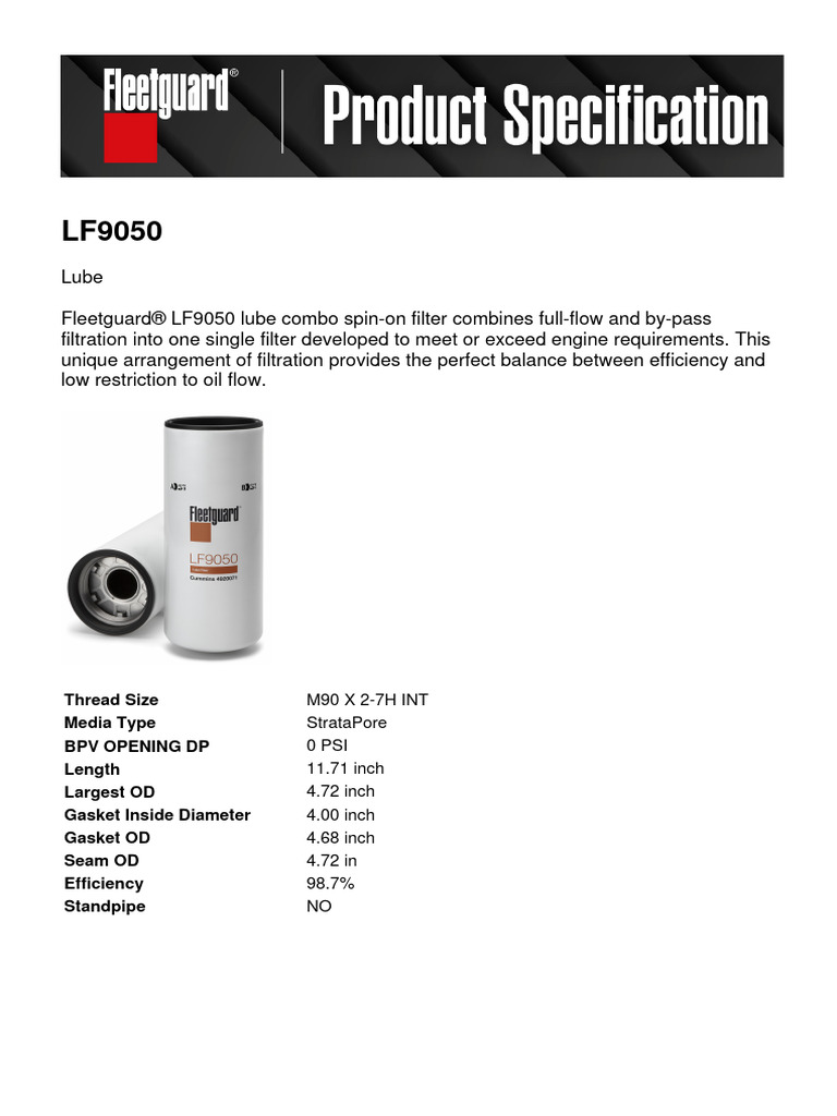 Product Specification - LF9050 | PDF