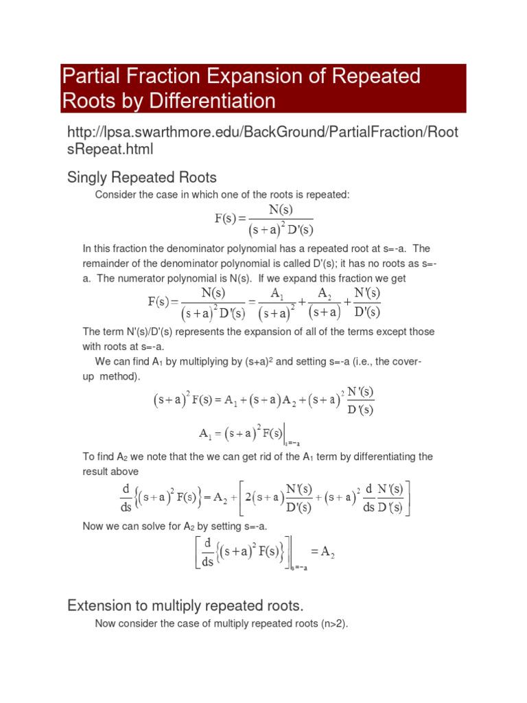 Partial Fraction Expansion Guide | PDF