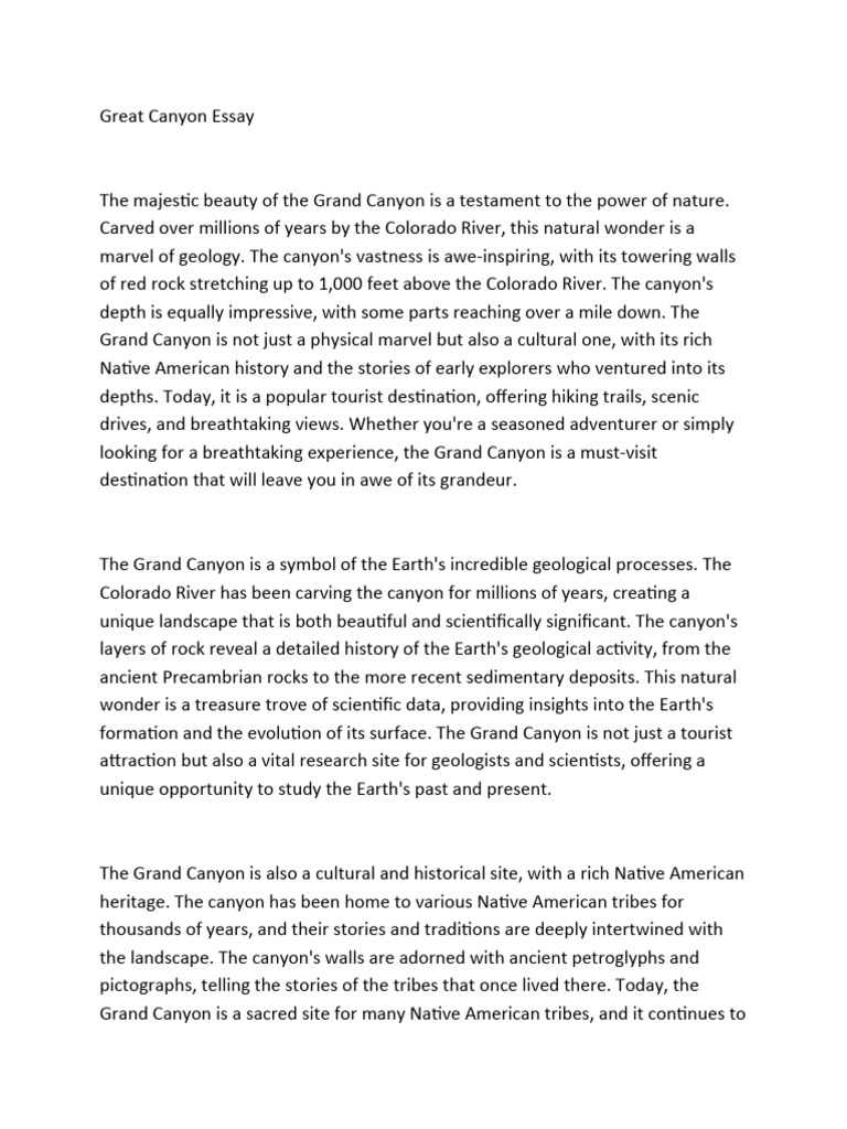 Great Canyon Essay | PDF | Geology | Grand Canyon